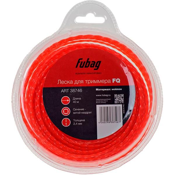 Леска для триммера Fubag FQ сечение витой квадрат L 40 мx2,4 мм (38746)