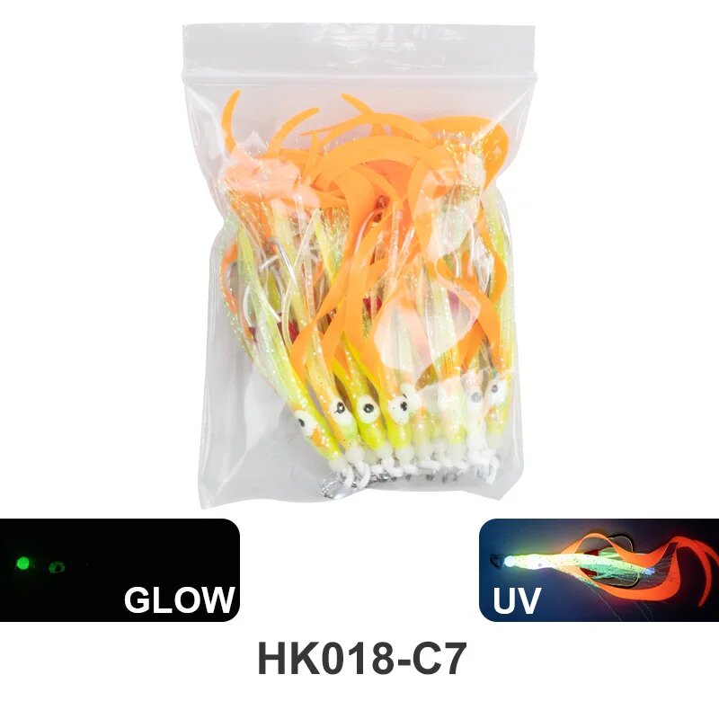 OBSESSION HK018 10Pairs/bag Slow Jigging Accessories Soft Squid Skirt High Carbon Steel Sea Fishing Hook Metal Jig Assist Hook