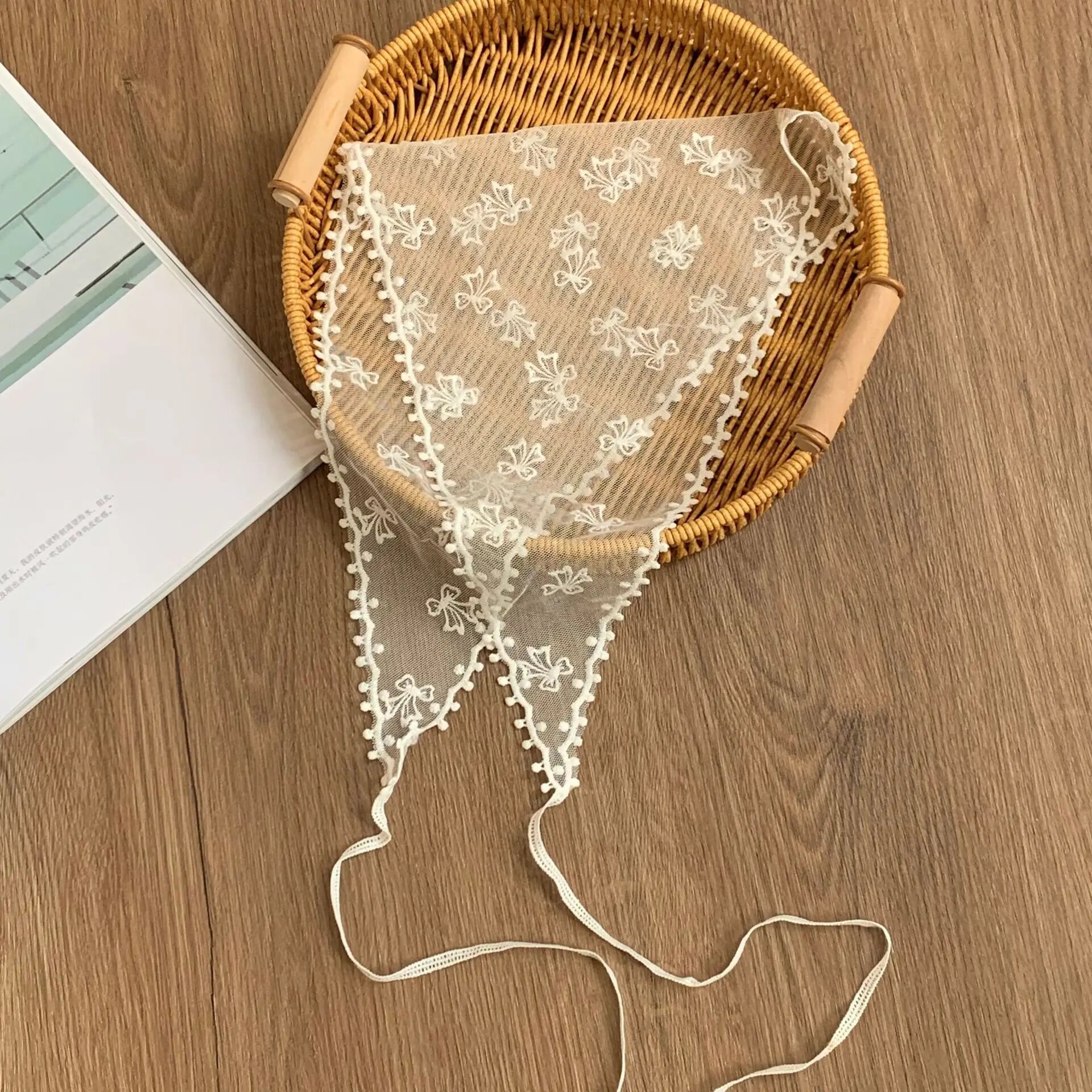 Кружевной шарф-косынка из смесовой ткани для женщин bow