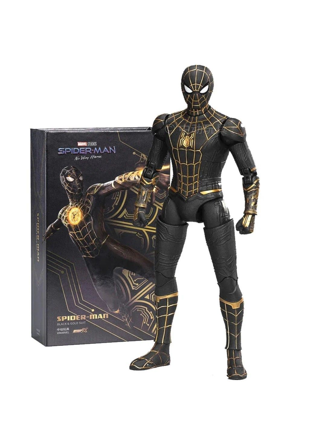 Подвижная фигурка ZD Toys Marvel: Spider-Man: No Way Home Черно-золотой костюм (Black & Gold Suit) 1:10 (18 см)