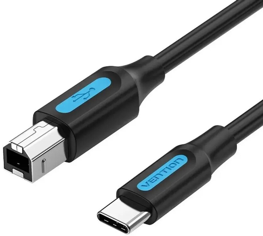 Кабель VENTION CQUBD, USB Type-C (m) (прямой) - USB B(m) (прямой), 0.5м, черный
