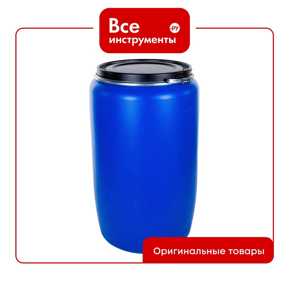 Бочка с крышкой на обруче тара п/э, синяя, 227о 08289