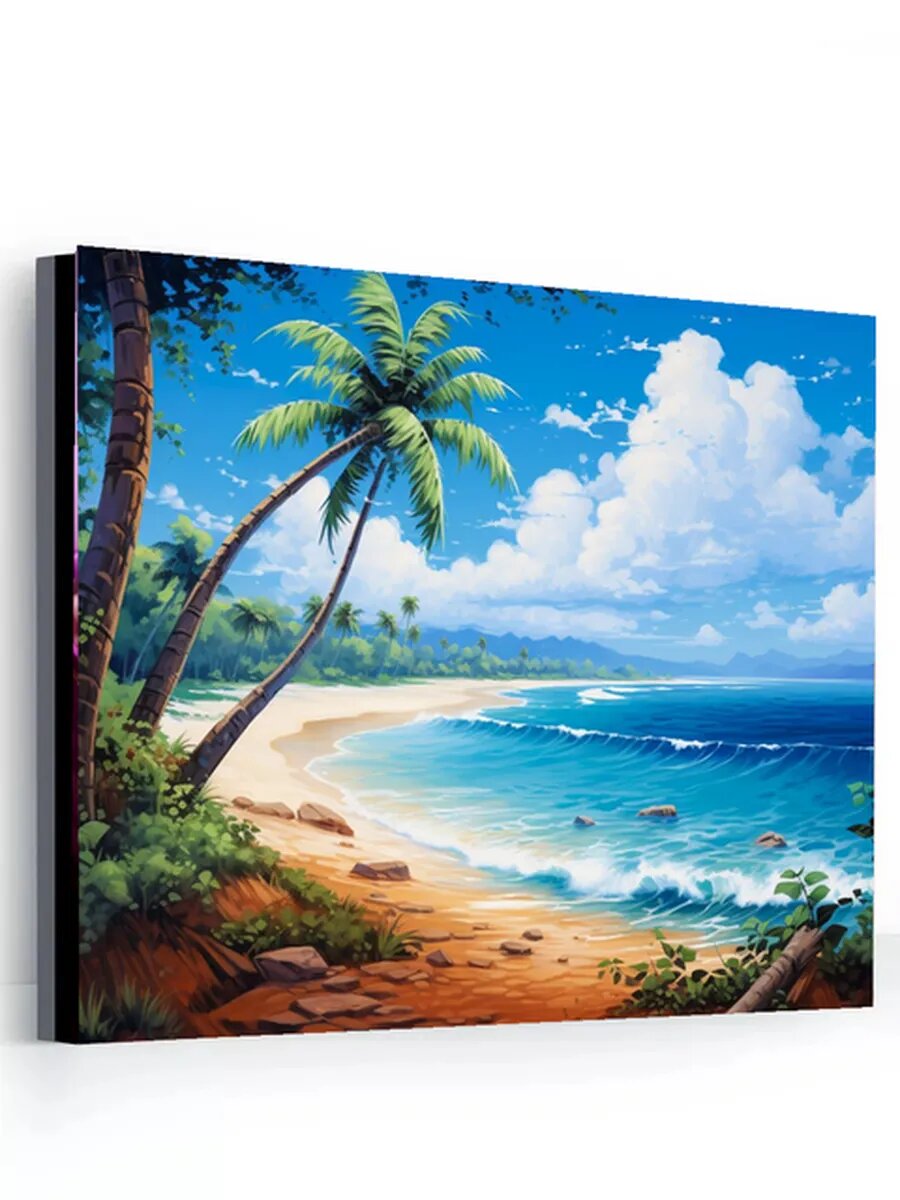 Картина по номерам "Море пальмы", на холсте на подрамнике, 40 x 50 см
