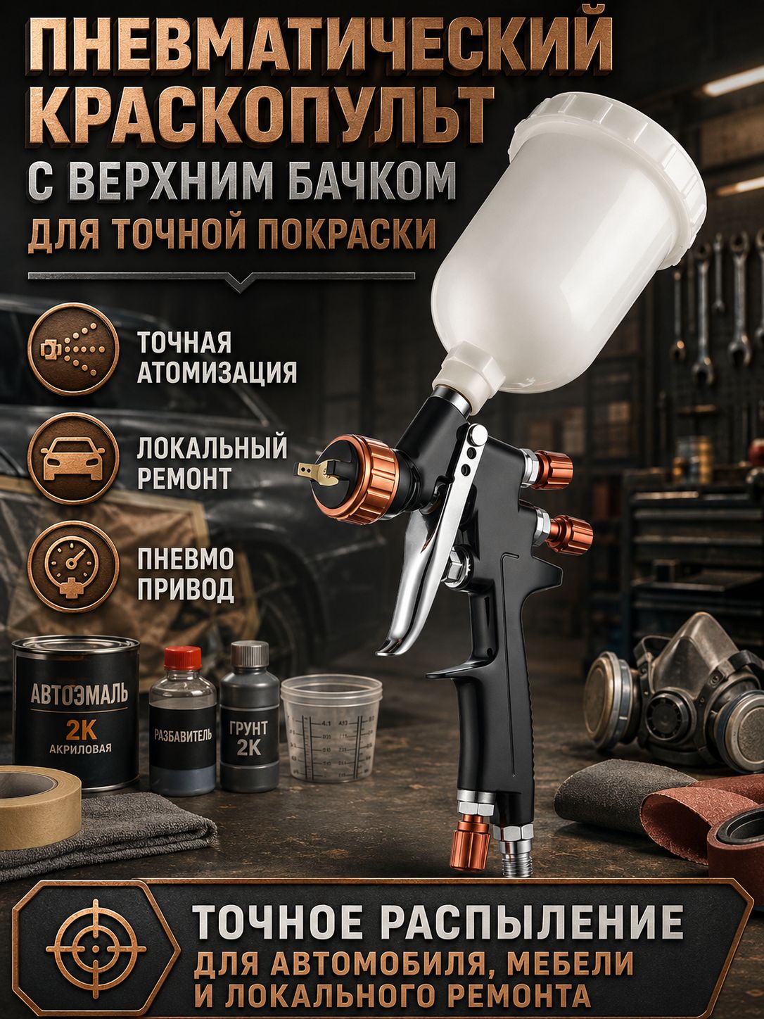 Краскопульт пневматический мини 1.2 мм