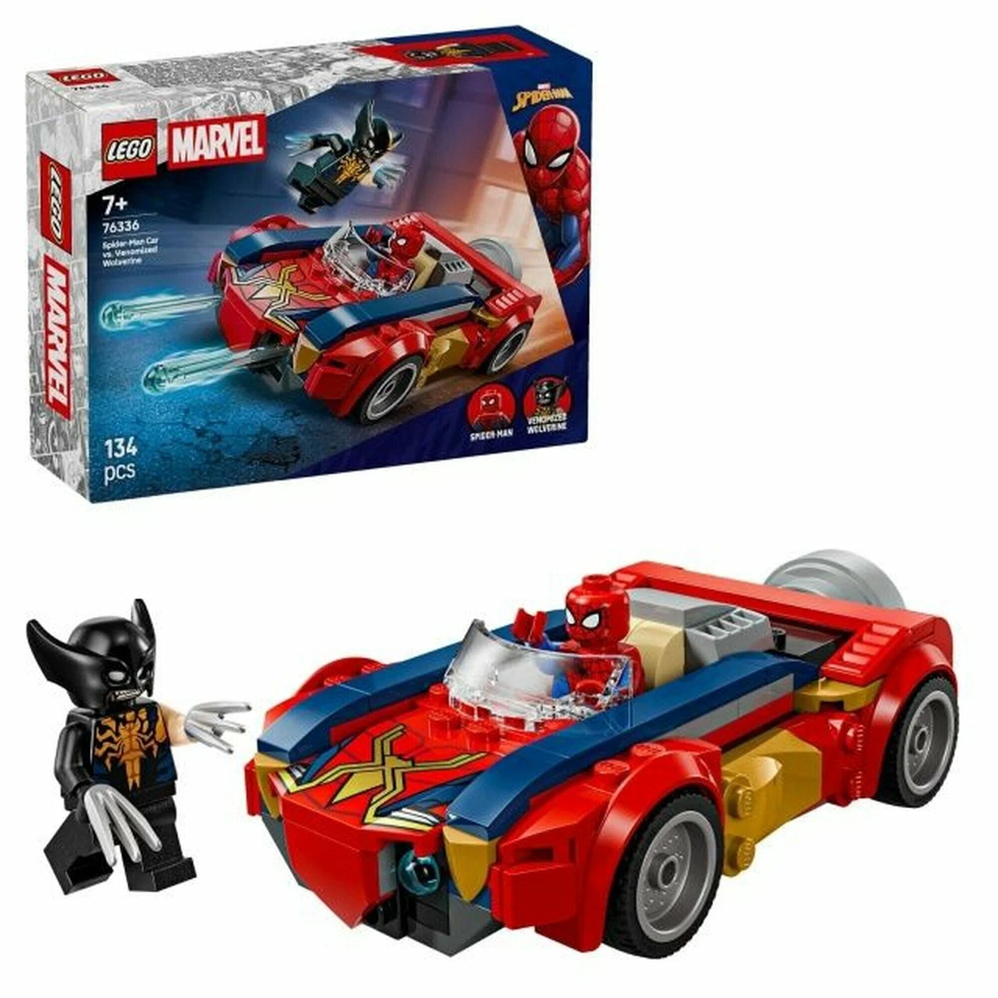 Конструктор LEGO Marvel Машина Человека-паука против Веномезированного Росомахи 76336, 134 детали, от 7 лет