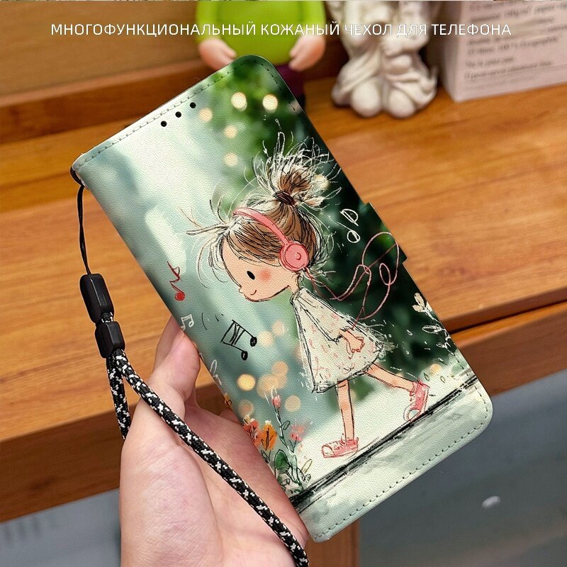 Чехол-книжка для смартфона с мультяшным рисунком, цвет: смешанный 1