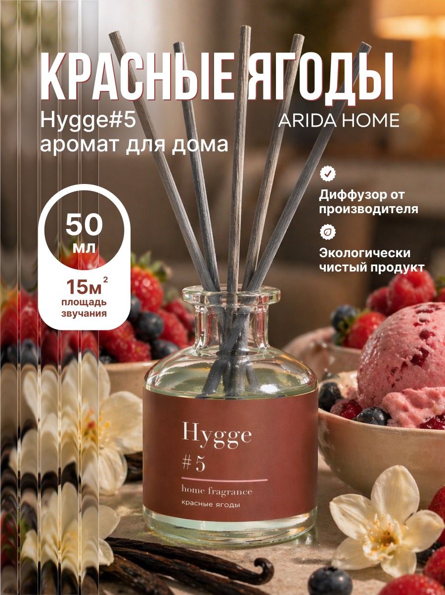 Диффузор для дома с палочками "Красные ягоды", 50 мл / аромадиффузор с палочками