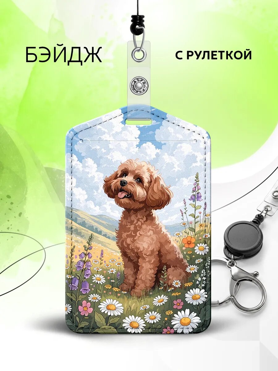 Бейдж для пропуска в школу с креплением на рулетке и из натуральной кожи