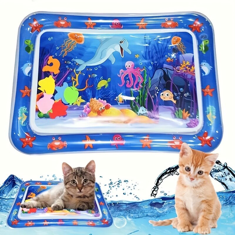 Охлаждающий игровой коврик для кошек с датчиком воды, мультяшный дизайн с дельфином, из прочного ПВХ, 1 шт.