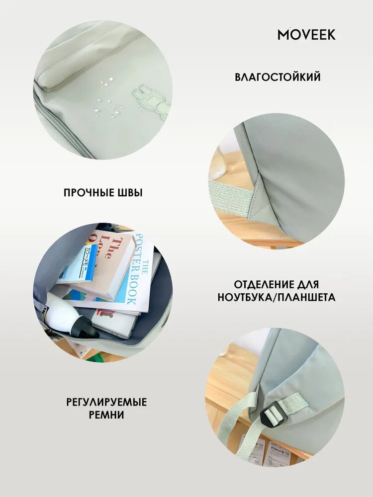 Рюкзак школьный мятный с отделением для ноутбука 16" и потайным карманом — фото 1