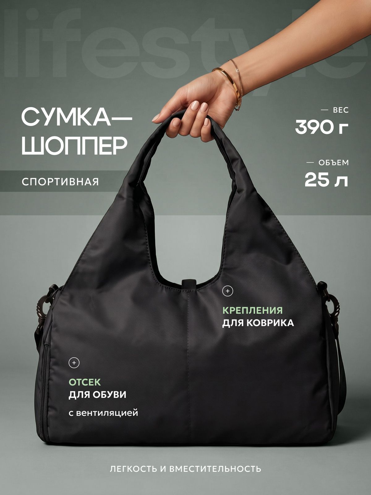 Сумка спортивная для фитнеса и бассейна