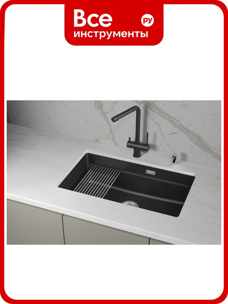 Кварцевая мойка для кухни GRANULA KS- 7303iU, шварц