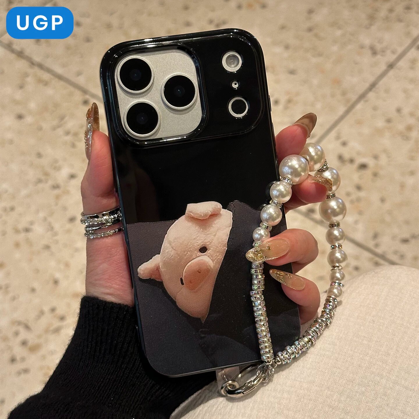 Премиум матовый черный мягкий силиконовый чехол для iPhone 13 Pro с милым дизайном свинки