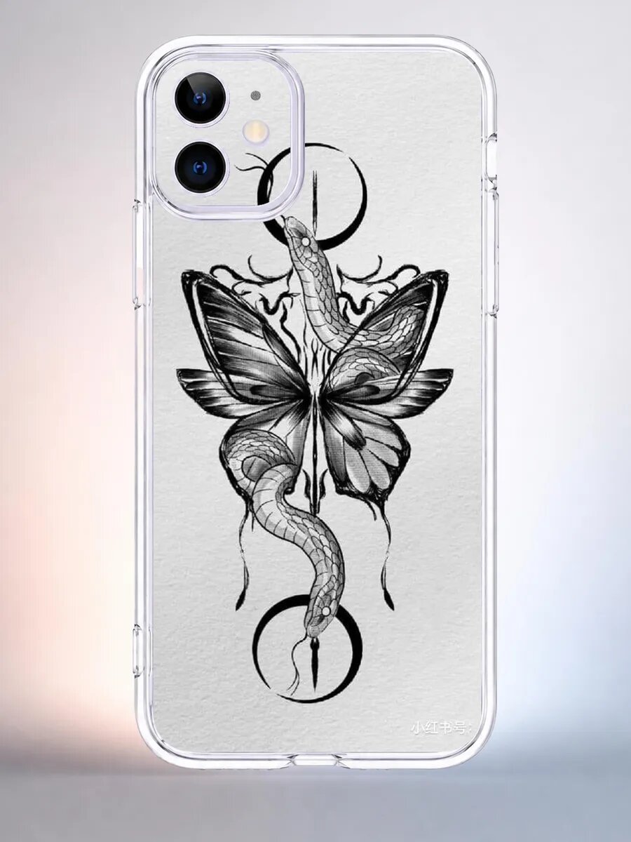 Чехол iPhone 13 змея бабочка Y2K Indie Sleaze