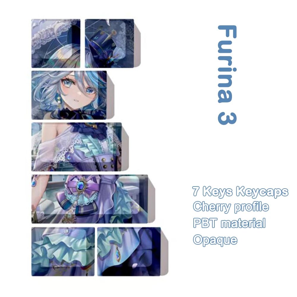 Furina 3 Keycaps Genshin Impact, 7 клавиш, PBT