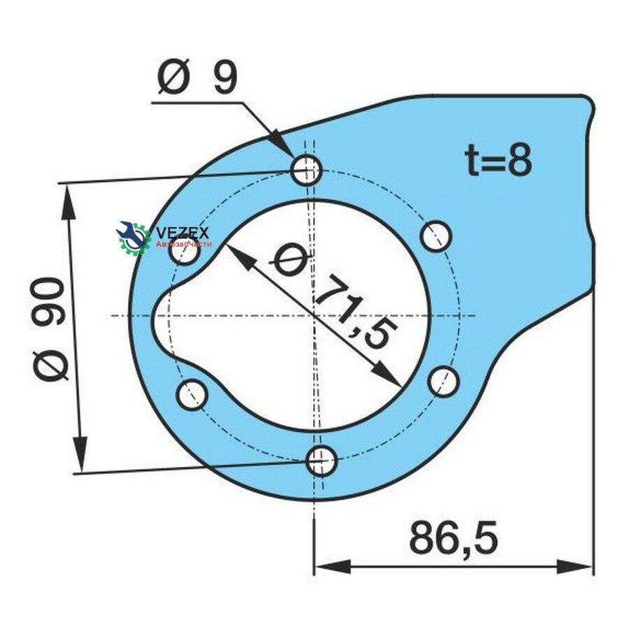 BPW 0328555710 кронштейн! тормозного вала d=71.5 6отв. d=7.2\BPW