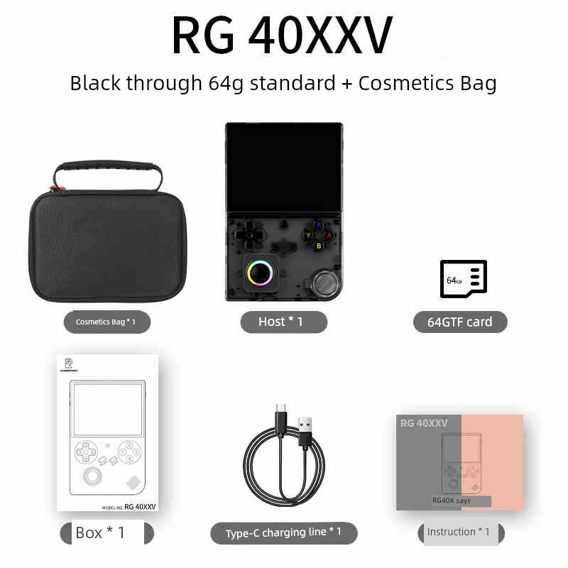 Консоль игровая Anbernic RG40XXV, с защитной плёнкой, открытый исходный код, 64GB, черный