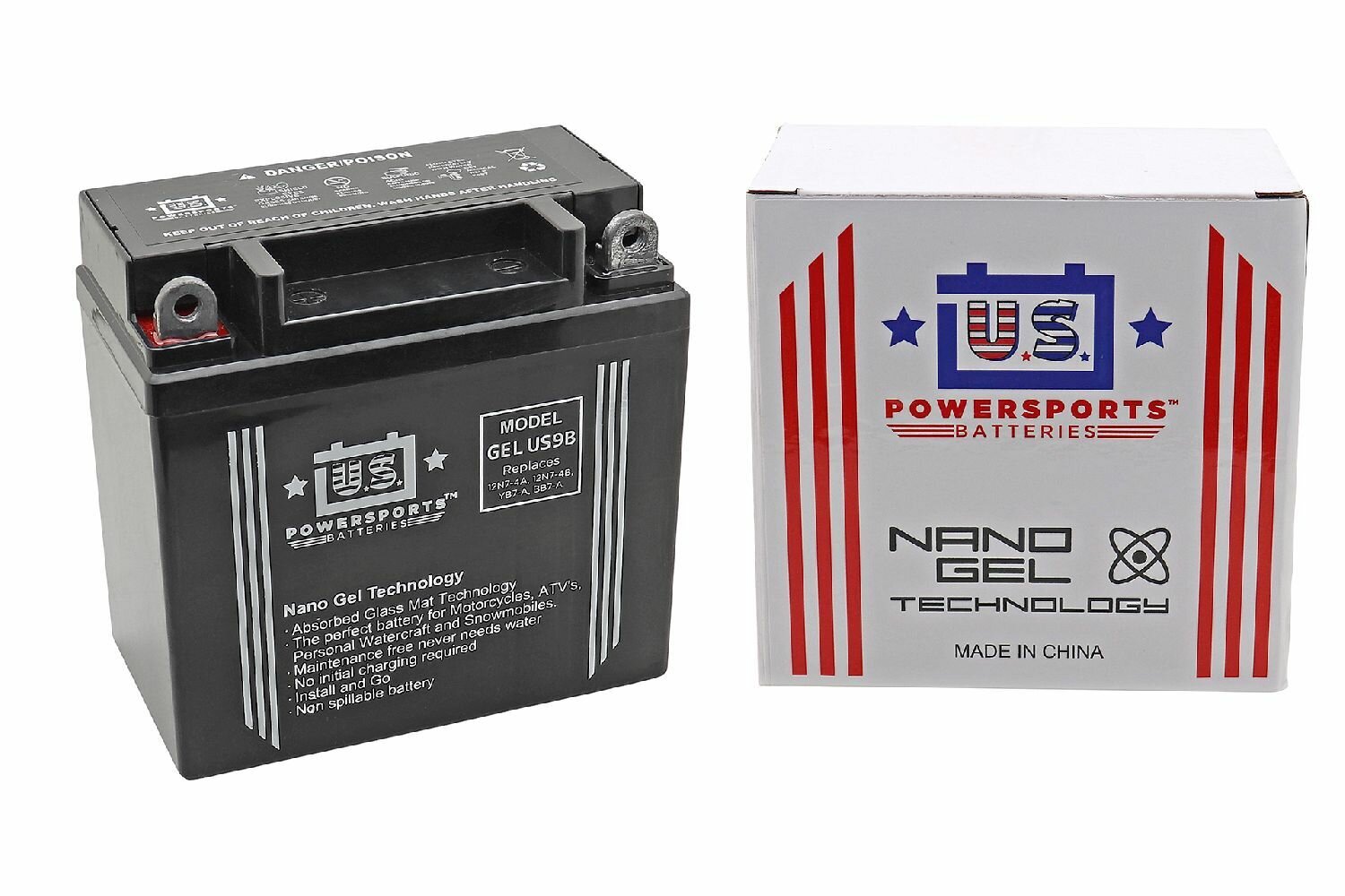 Аккумулятор 12В10Ач POWERSPORT YB9-BS (1210) NANO GEL (135*75*139)