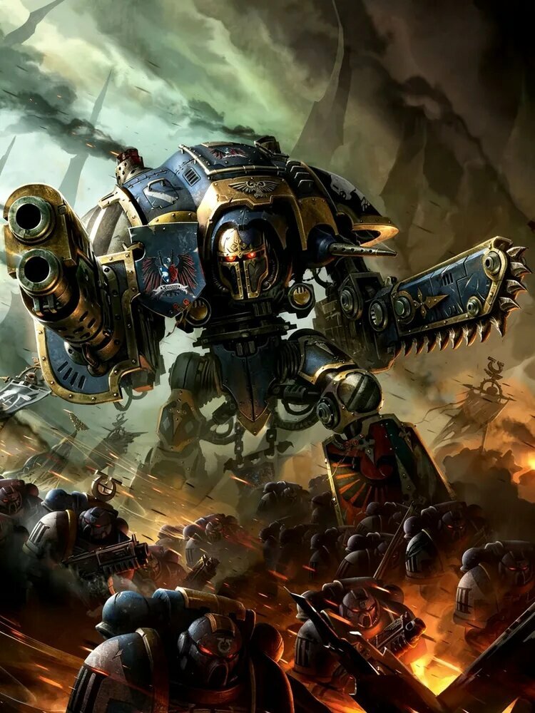 Настенный гобелен Warhammer 40,000 Имперский рыцарь Дом Террин (Knight Paladin) 100x70 см