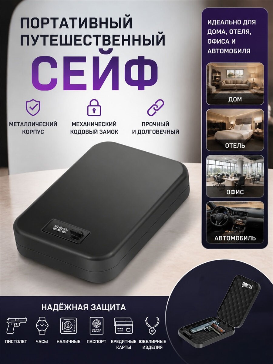 Портативные сейфы с паролями для хранения ценных вещей, подходящие для домов, гостиниц, офисов и автомобилей