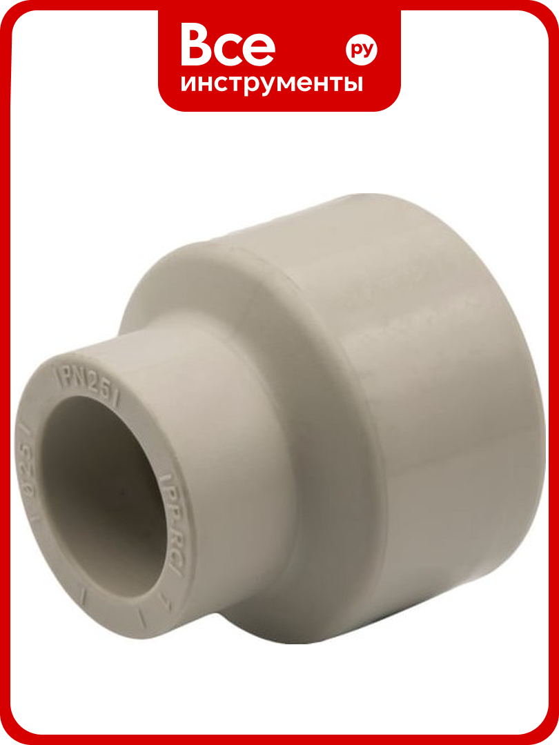 Переходная муфта VRT 50/25, наружная/внутренняя, EVER plast, серый 538355, полипропиленовый фитинг для трубопроводов