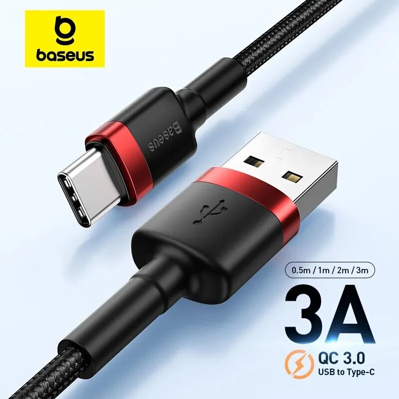 Baseus 3m USB Type-C кабель серый — фото 1