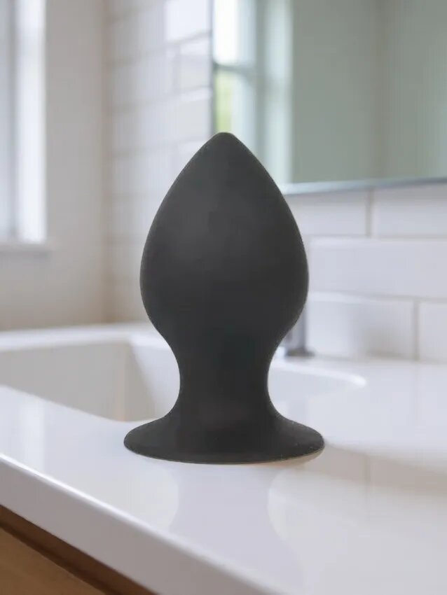Анальная пробка SexExpert Anal Pleasure, силикон, ограничитель, бархатистая поверхность, черная