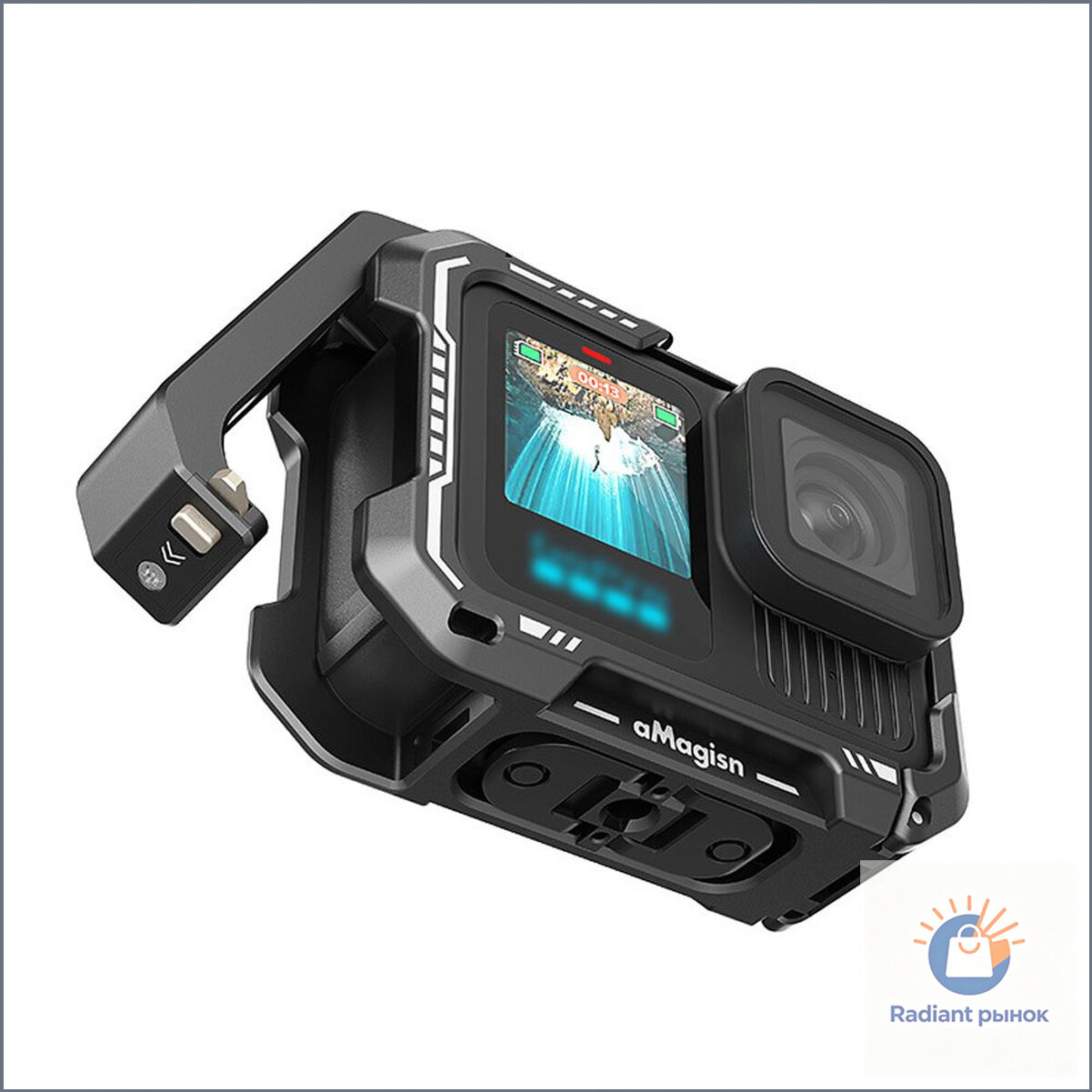 Металлический защитный бокс-клетка для GoPro Hero 13 9, чёрный, алюминиевый