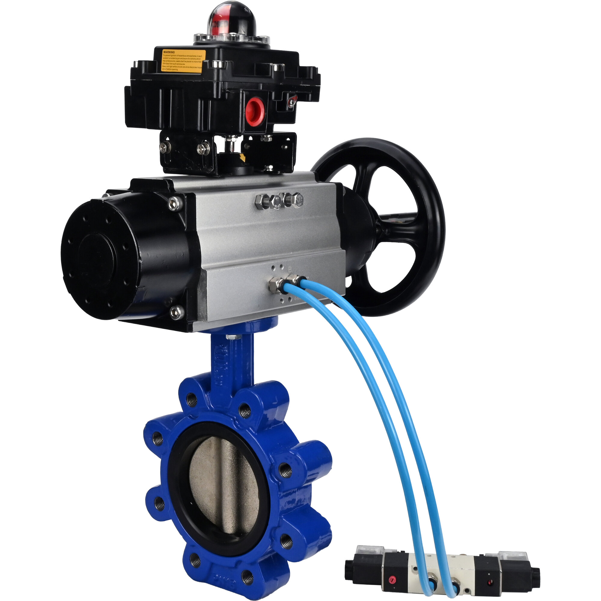 Затвор DN.ru QT450-QT450-EPDM-2W-Fb-H Ду125 Ру16 LUG, с пн. прив. DA-105-1, пн. распр. PND1-T10-220VAC NAMUR, БКВ LSB-410