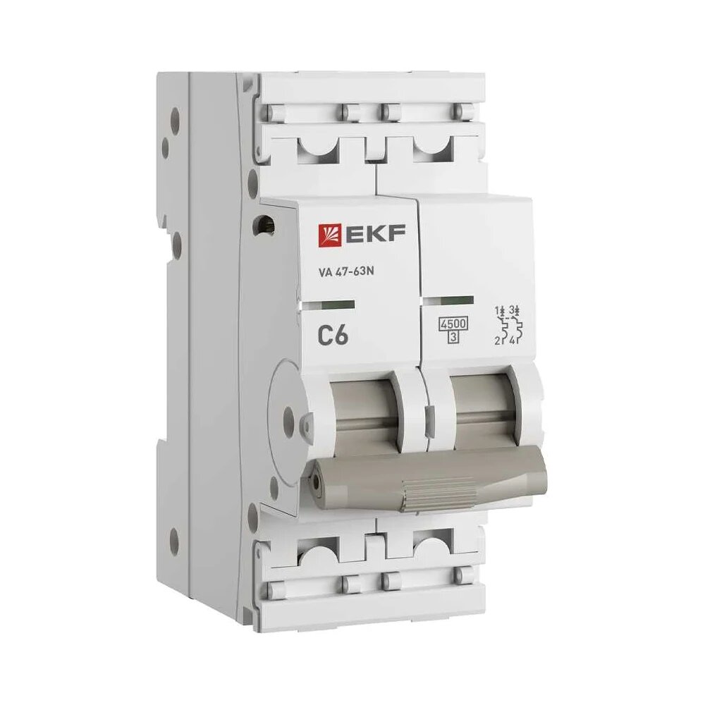 Автоматический выключатель EKF ВА 47-63N 2P 6А (C) 4,5 кА PROXIMA M634206C