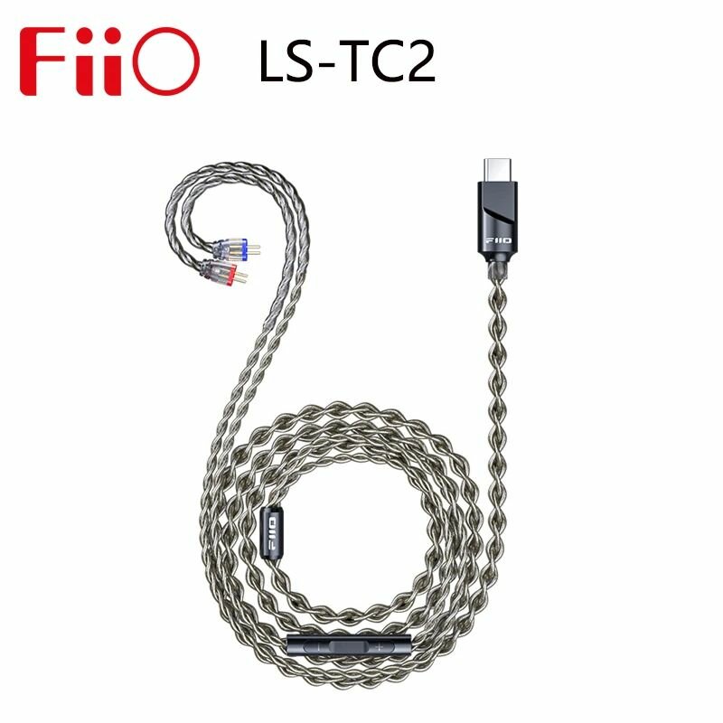 FiiO LS-TC2 Кабель HiFi USB-C для подключения наушников Type-C с 2pin разъемом 0,78 мм со встроенным цифровым декодированием звука, 8-полосный PEQ, 384 кГц/32 бит