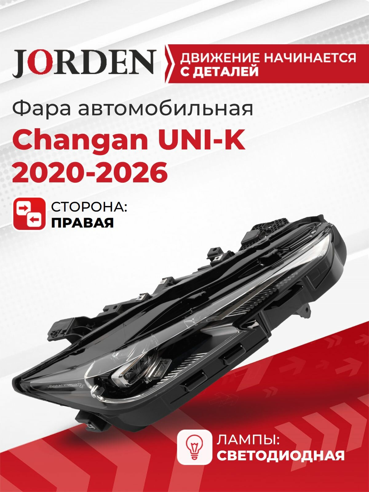 Фара Чанган юни к Changan UNI-K 2020-2026 правая светодиодная, автомобильный фонарь под штатный оригинал