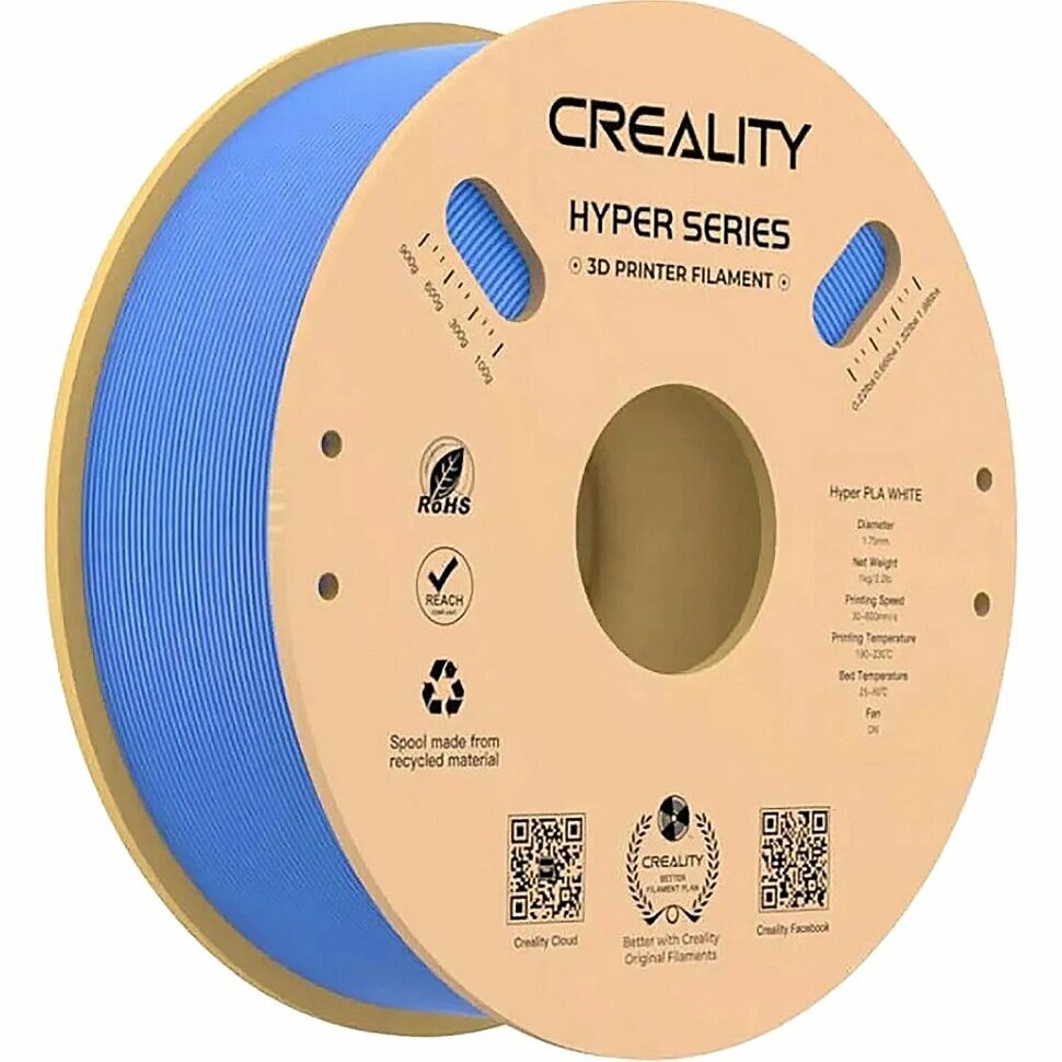 Пластик Hyper PLA- Creality 1.75 мм 1кг, синяя (3301010341), 2076407