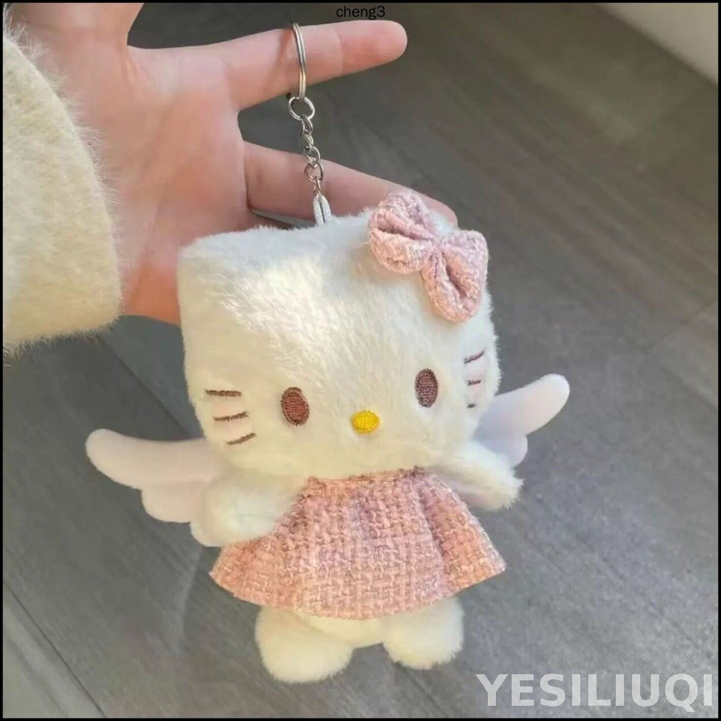 Мягкая игрушка, Мягкий брелок Hello Kitty-ангел в платье со звёздами и крыльями, детская игрушка-кукла на подвеске