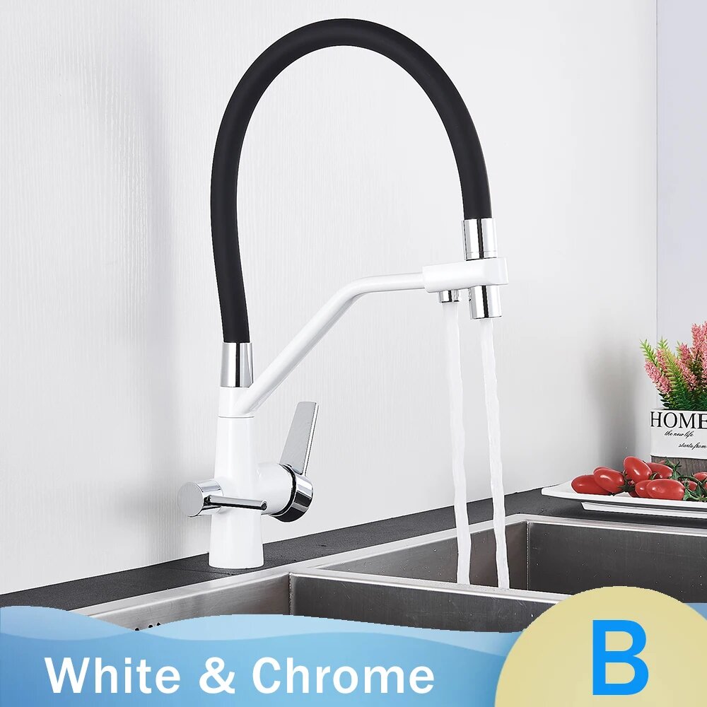 Кран для кухни Rozin Filter Water 2 в 1 черный подъемный кран для чистой воды для кухонного мойки с поворотным смесителем горячей и холодной воды