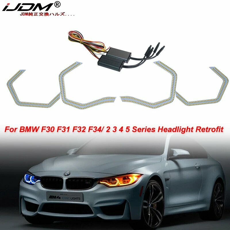 IJDM Concept M4 Iconic Style двухцветные светодиодные кольца Angel Eye Halo для BMW F30 F31 E60 E90 E92 E93 E61 E46 M3 M5 Light Retrofit