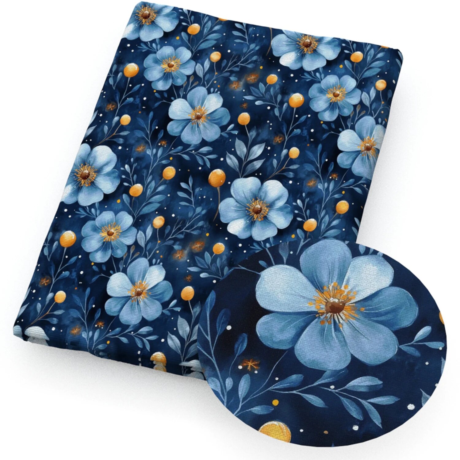 Ткань с цветами, синий, 50*145 см, Polyester Cotton, Цвет: 1295007