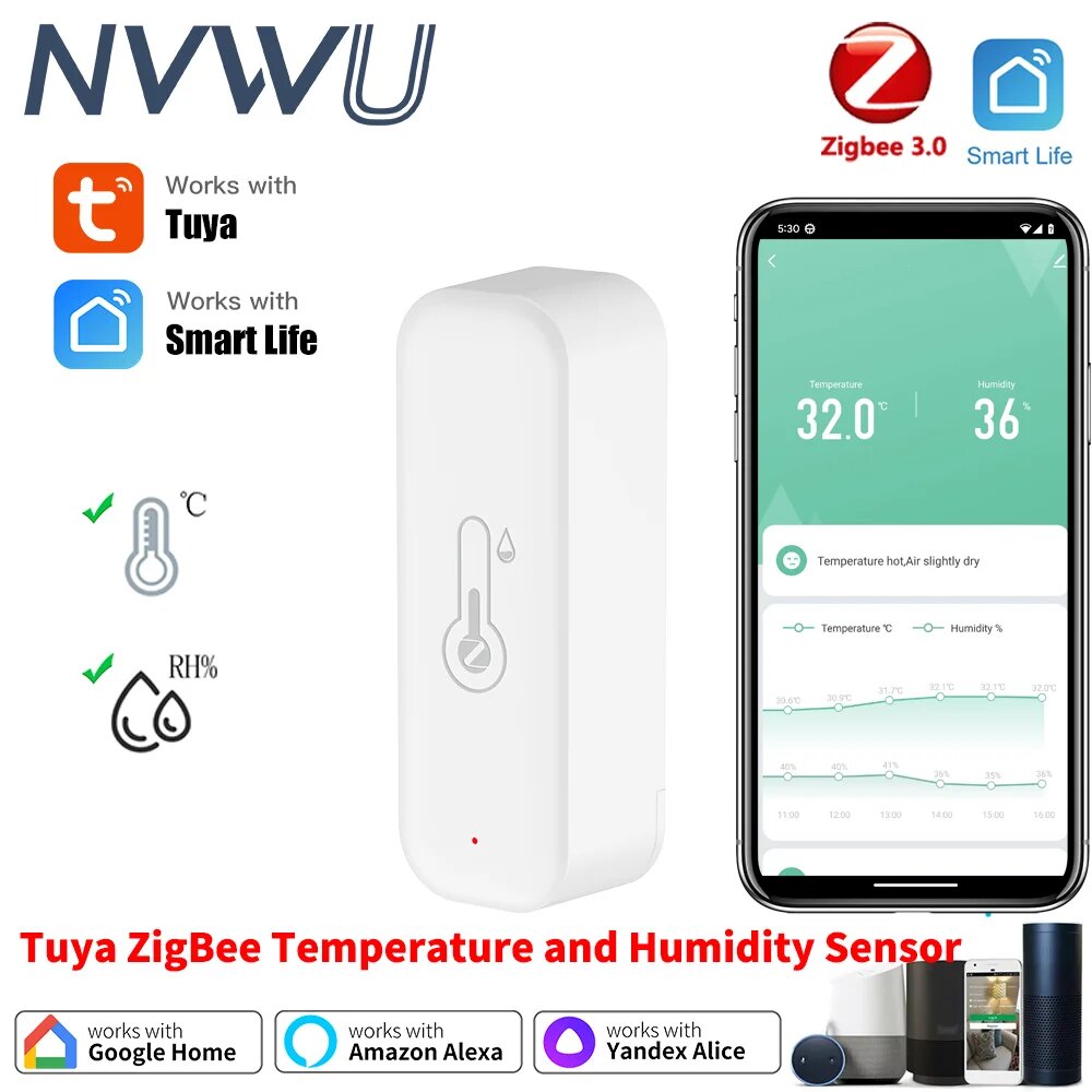 Умный термогигрометр Tuya Zigbee 3.0 — фото 1