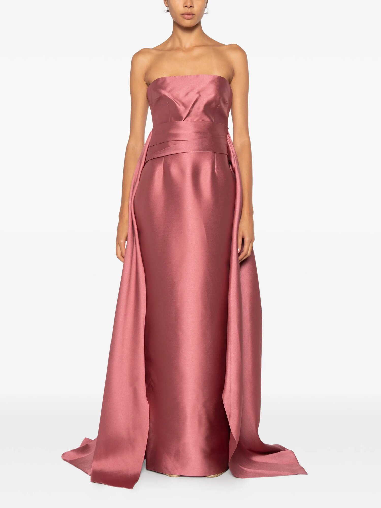 Платье SOLACE LONDON Strapless draped-panel maxi dress, размер 16, коралловый/розовый — фото 1