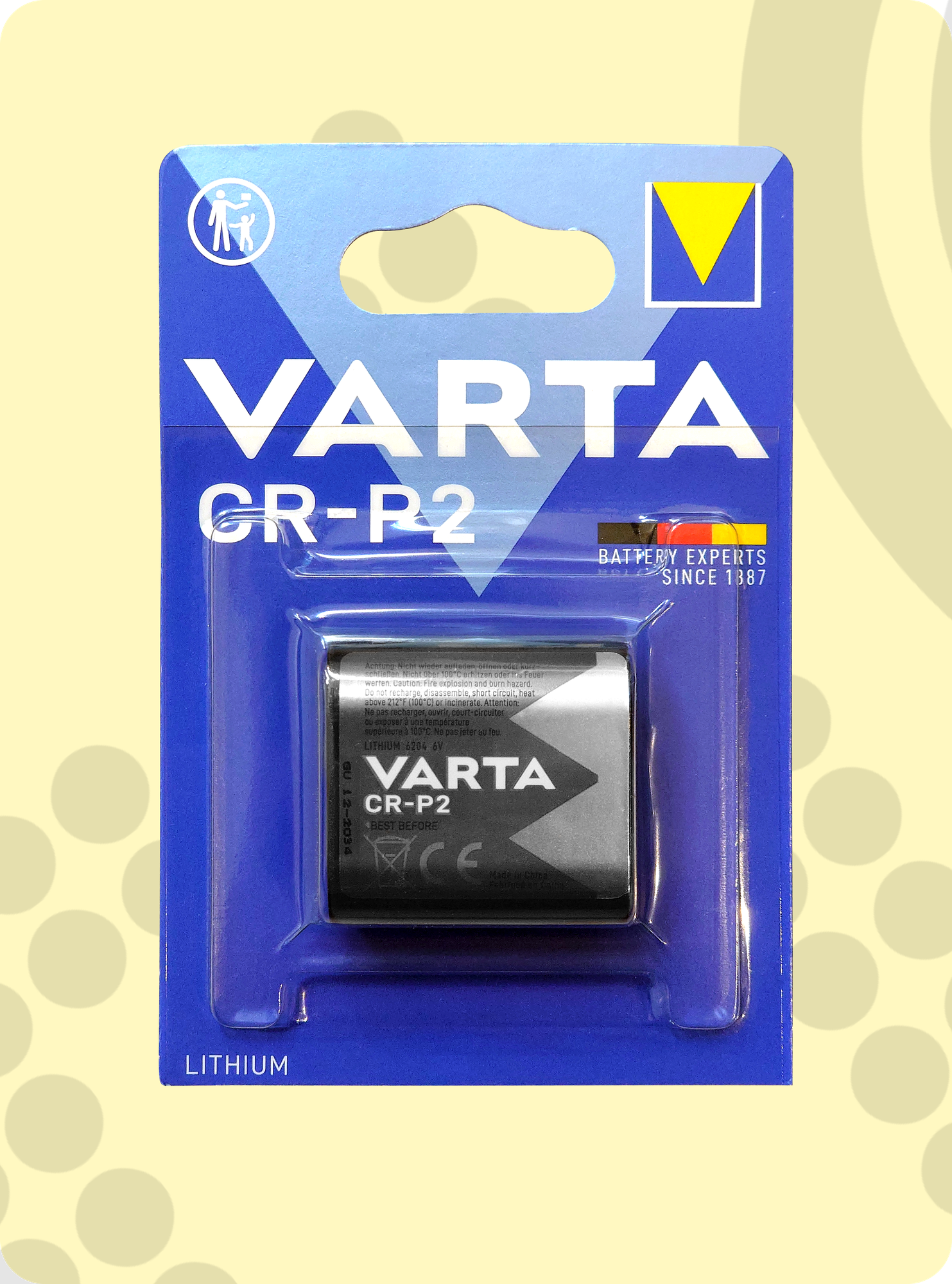 Varta CR-P2 (5024LC/6204) Lithium | 6 Вольта, Литиевая батарейка - 1шт.