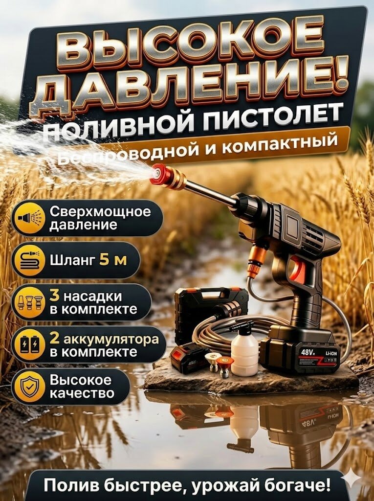 Насос аккумуляторный для полива из бочки, 48V
