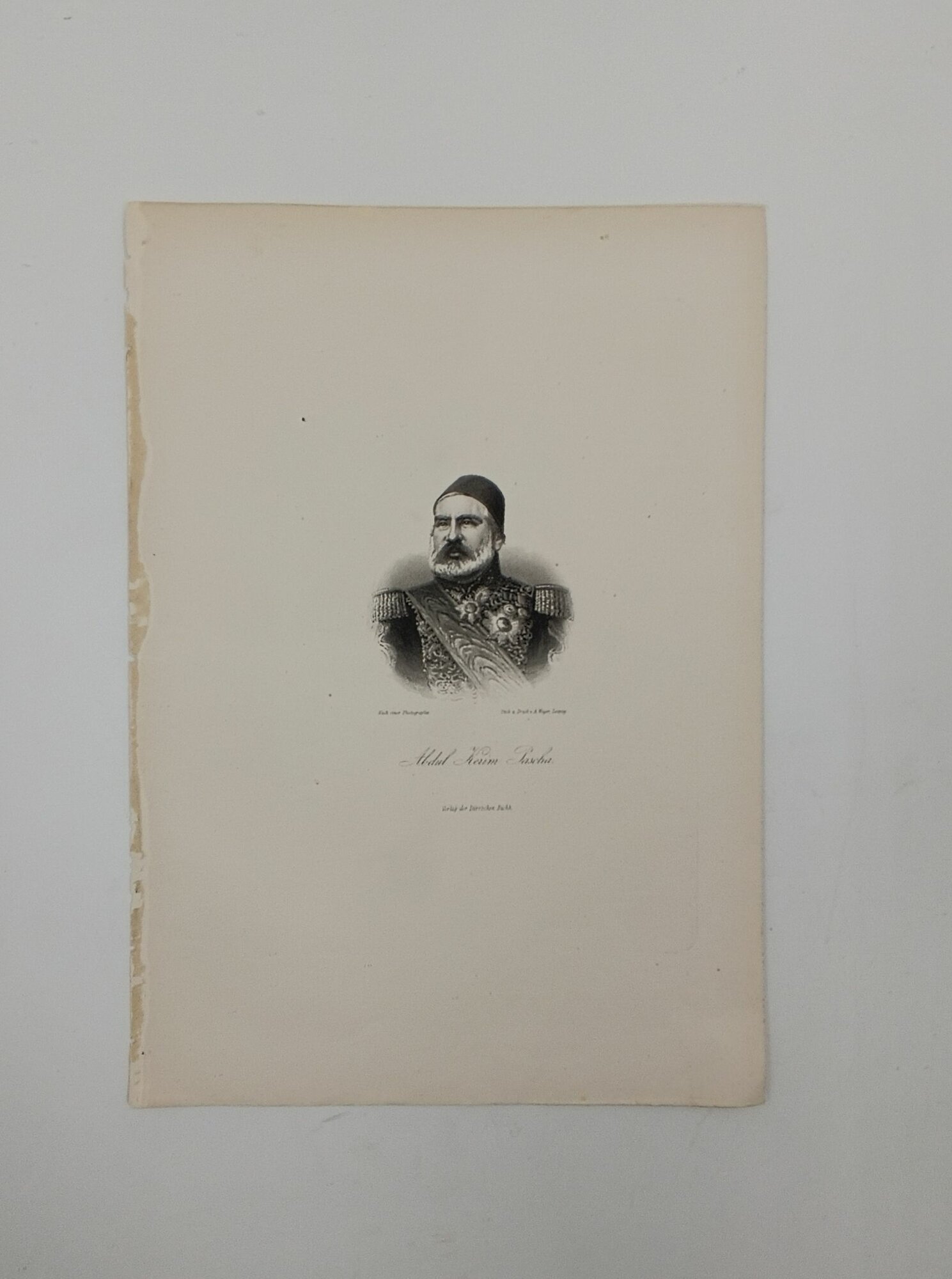 Гравюра Абдул-Керим-Надир-Паша тур. Abd lkerim Nadir Pasa; 1807 1883 год или 1885 год турецкий военачальник, маршал (1876 год). Германия, вторая половина XIX века. Размер 21х29,5 см.