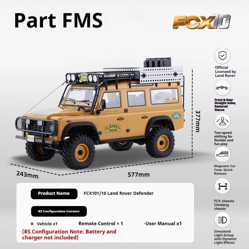 FMS 1/10 FCX10 Camel Cup 4WD RC автомобиль Симуляция электрический щеточный Двухскоростной Радиоуправляемый Лессенг Off Road модель Подарок