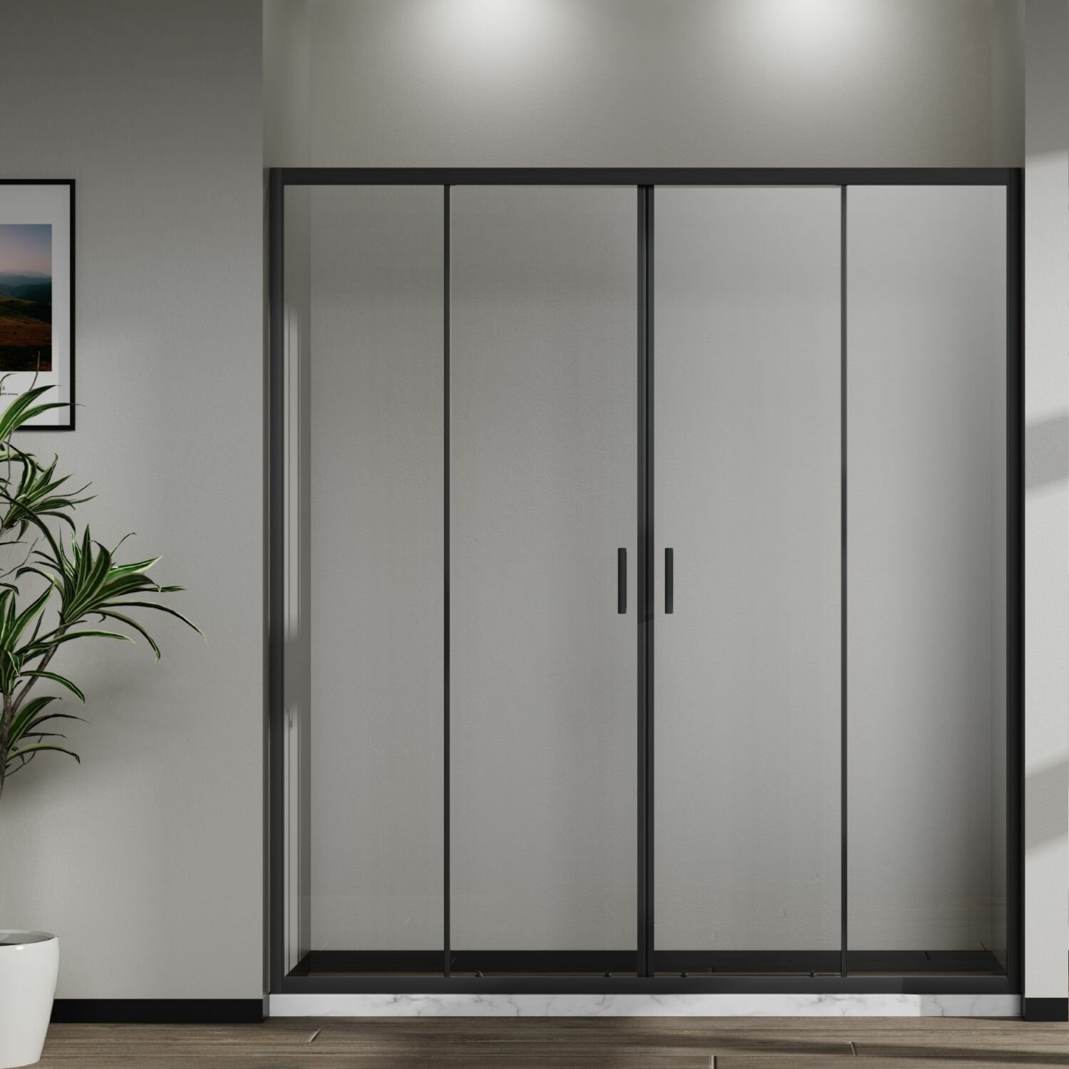 Душевая дверь Vincea Сити (City) VDS-5CT2170CLB, 1700, черный, стекло прозрачное