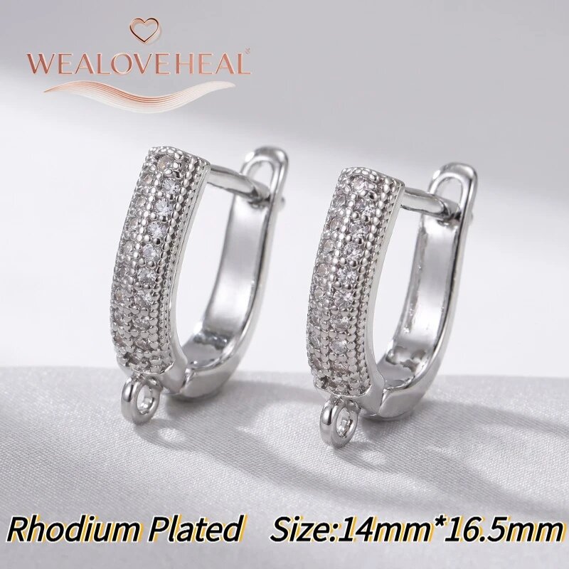 WEALOVEHEAL Позолоченные латунные швензы с фианитами Серый, Rhodium plated