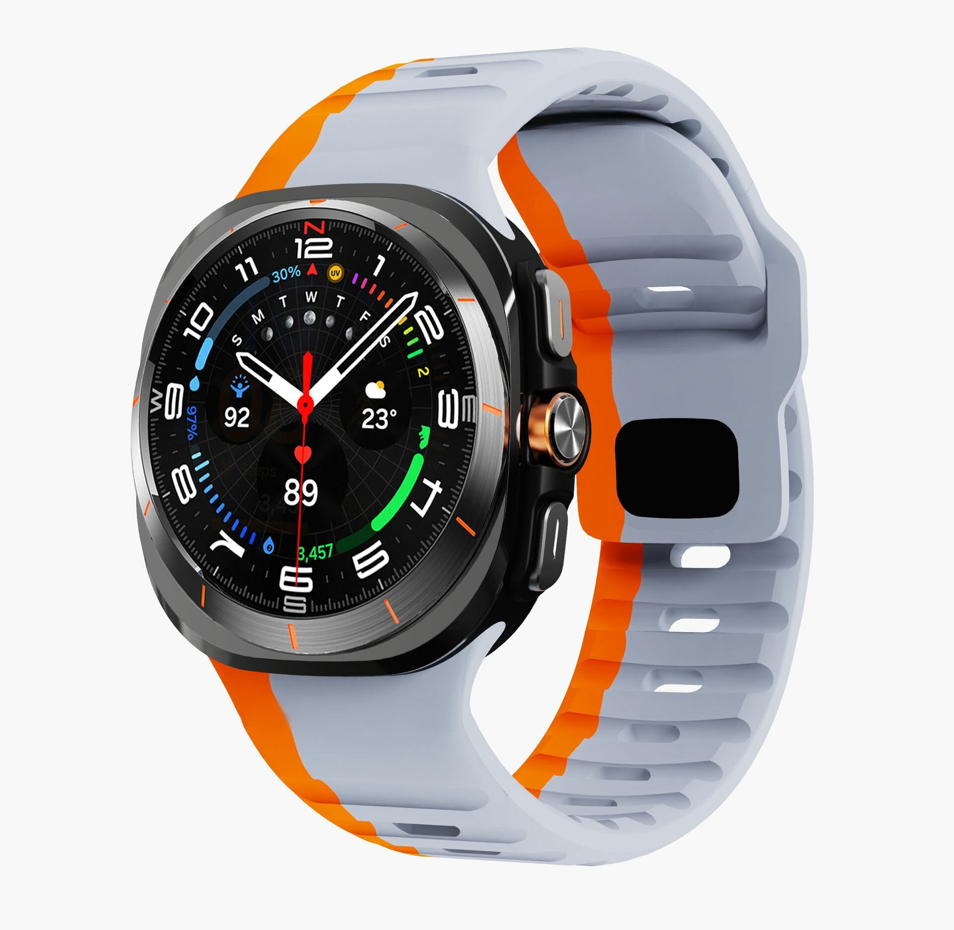 Премиальный силиконовый браслет, совместимый с часами Samsung Galaxy Watch Ultra 47 мм, модель 2025 года, а также с Самсунг Галакси Ультра 47 мм, 2025, представлен в стильном исполнении для активного отдыха.