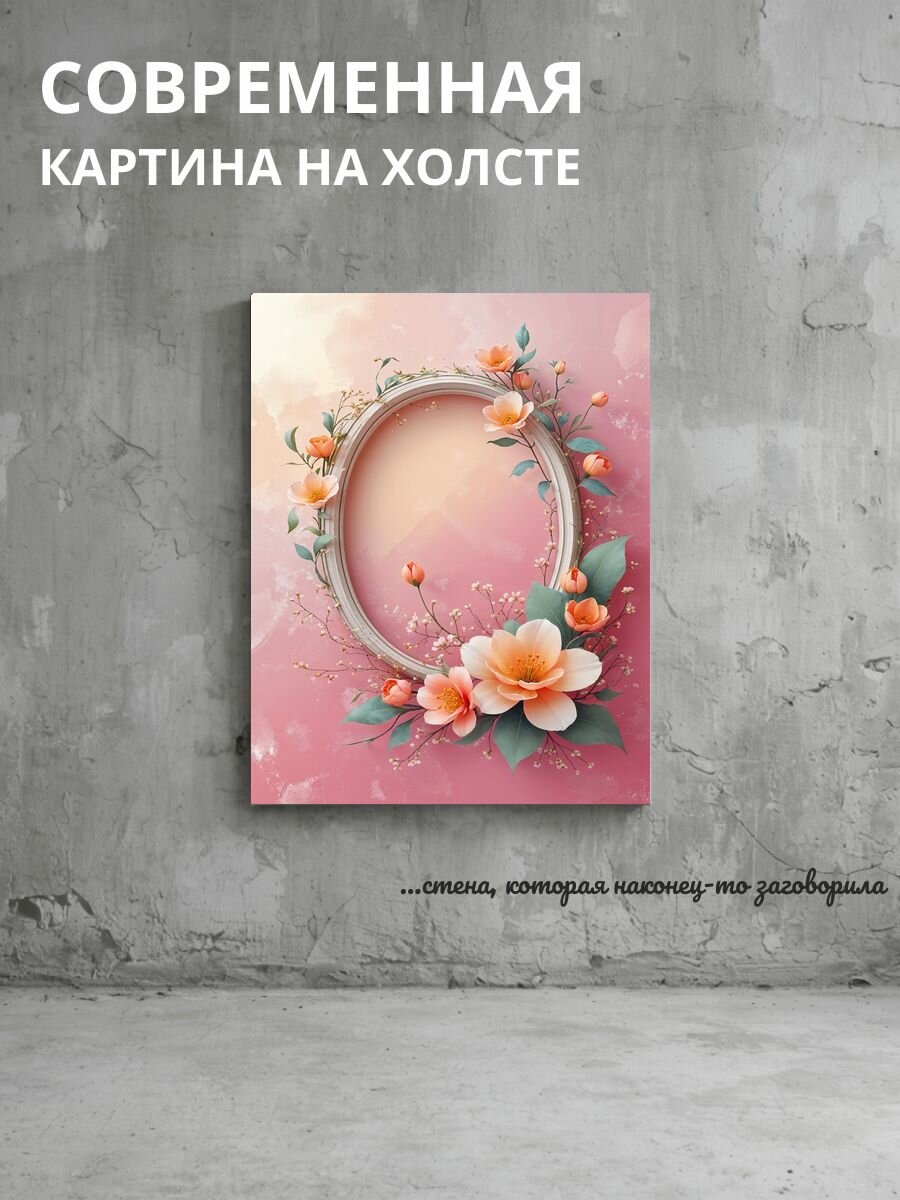 Картина на холсте Рамка с цветами 40x60 см