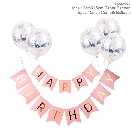 Гелиевые шары с конфетти YUEYAO, 6 шт, голубые, розовые pink silver