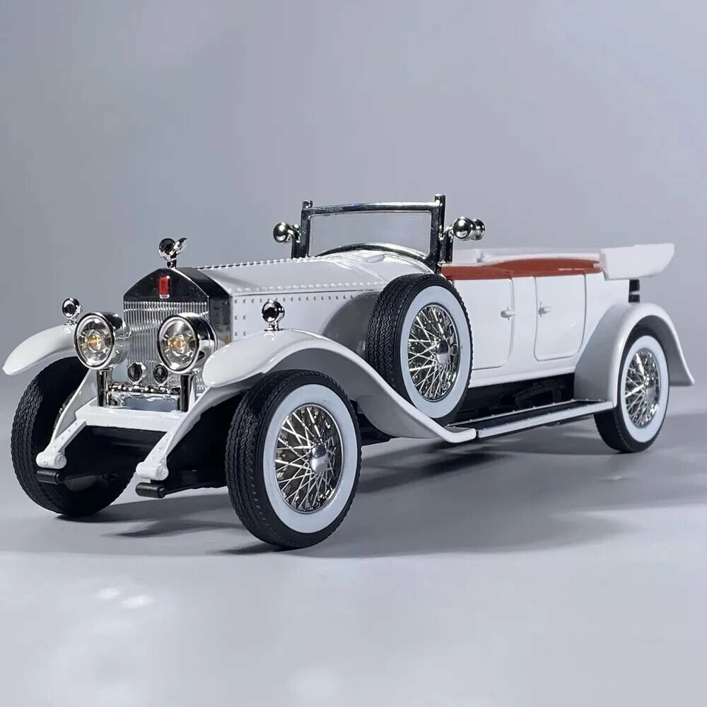 Коллекционирование автомобилей Роллс-Ройс Фантом I Кабриолет (1925-1931), Детские игрушечные модели автомобилей 1:24 Rolls Royce Phantom I 1925 Luxury classic retro, Модель сплава, Со звуком и светом