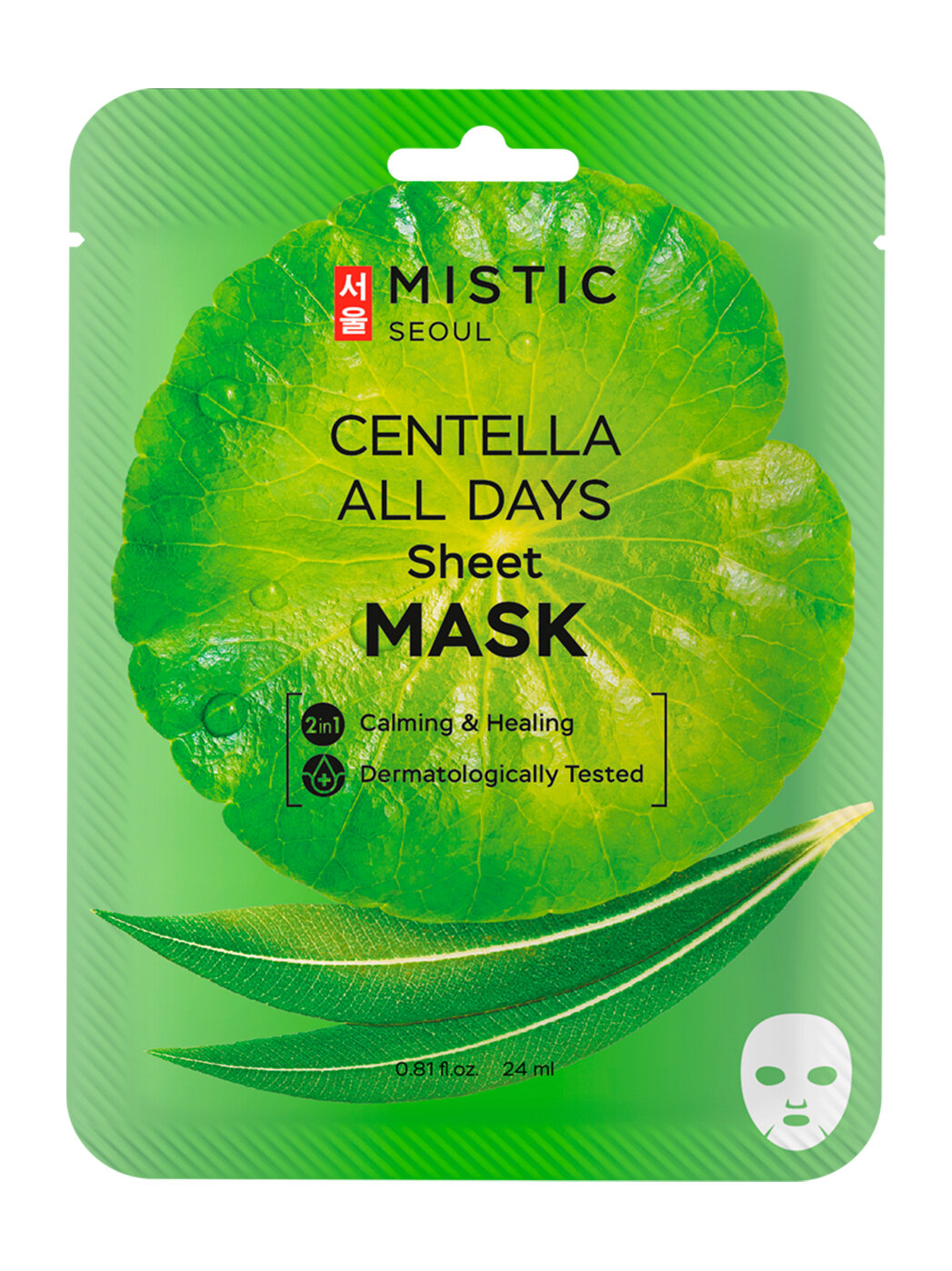 MISTIC Маска для лица Centella All Days Sheet Mask тканевая с экстрактом цeнтеллы азиатской, 24 мл